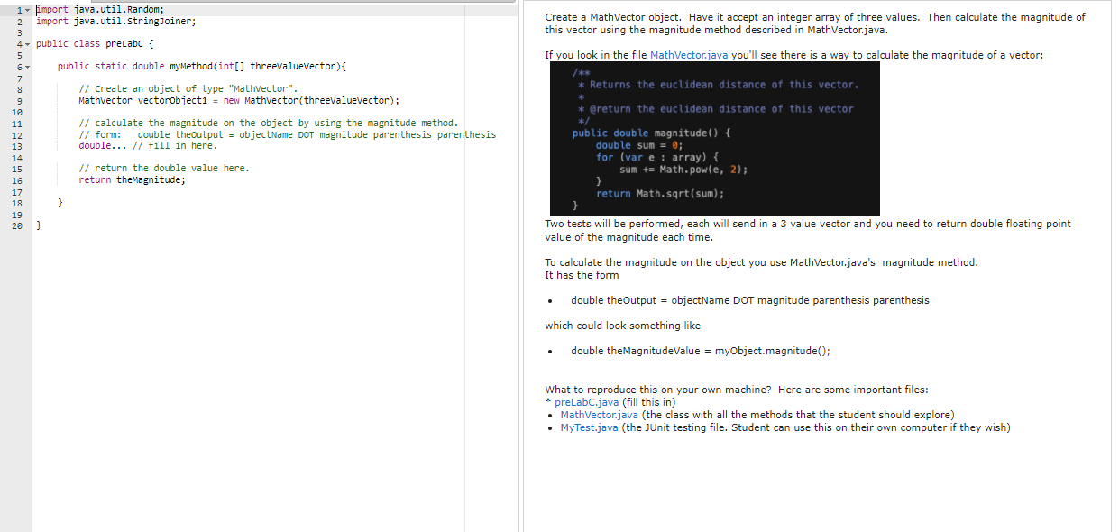 Solved Create a MathVector object. Have it accept an integer | Chegg.com
