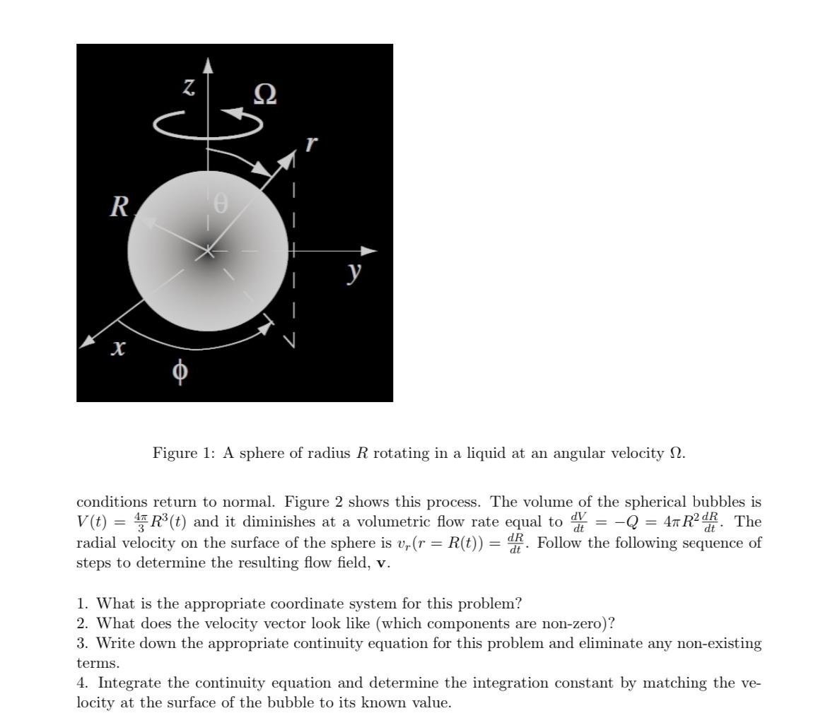 Solved N 22 R. у Figure 1: A sphere of radius R rotating in | Chegg.com