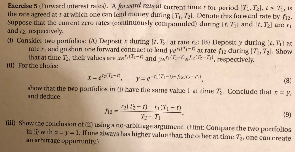 Solved Exercise 5 Forward Interest Rates A Forward Rate