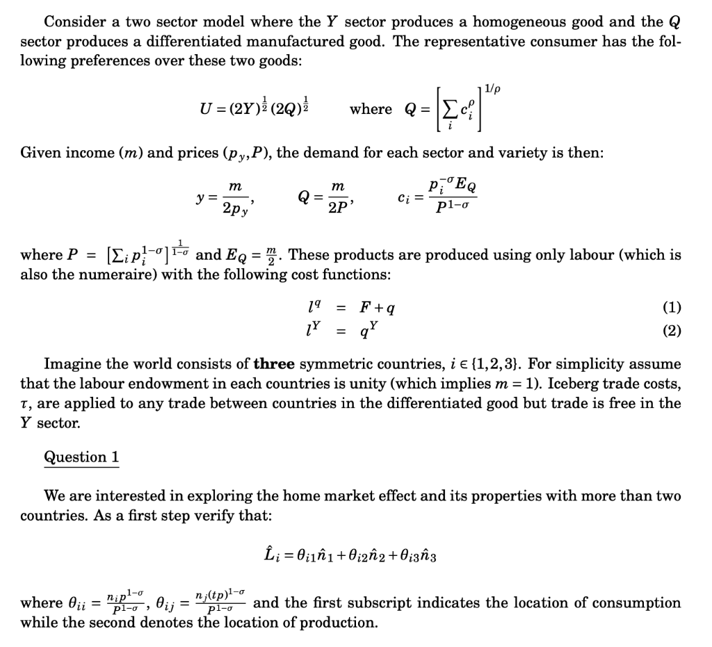 Consider a two sector model where the Y sector | Chegg.com