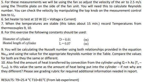 Objectives: 1. To calculate the Nusselt number and | Chegg.com Objectives: 1. To calculate the Nusselt number and | Chegg.com