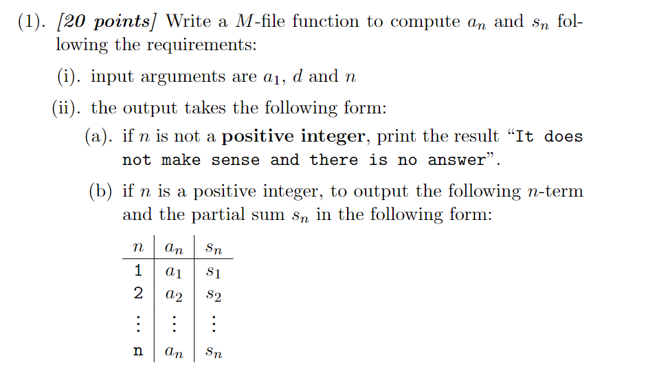 1. [35 points] An arithmetic sequence is a list of | Chegg.com