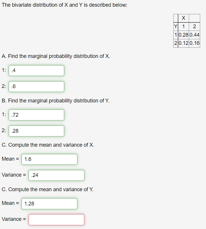 Solved The bivariate distribution of X and Y is described | Chegg.com