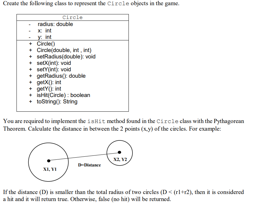 Solved Create the following class to represent the Circle | Chegg.com