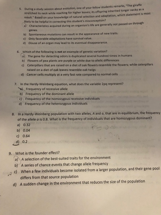 Solved 1. What are adaptations? a) Inherited characteristics | Chegg.com