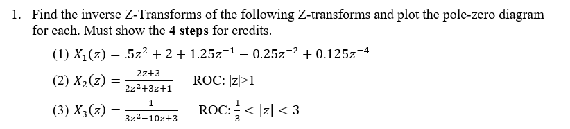Solved 1. Find the inverse Z-Transforms of the following | Chegg.com