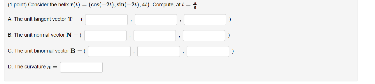 Solved (1 point) Consider the helix | Chegg.com