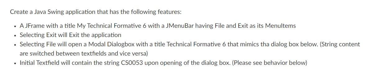 Solved Create A Java Swing Application That Has The 