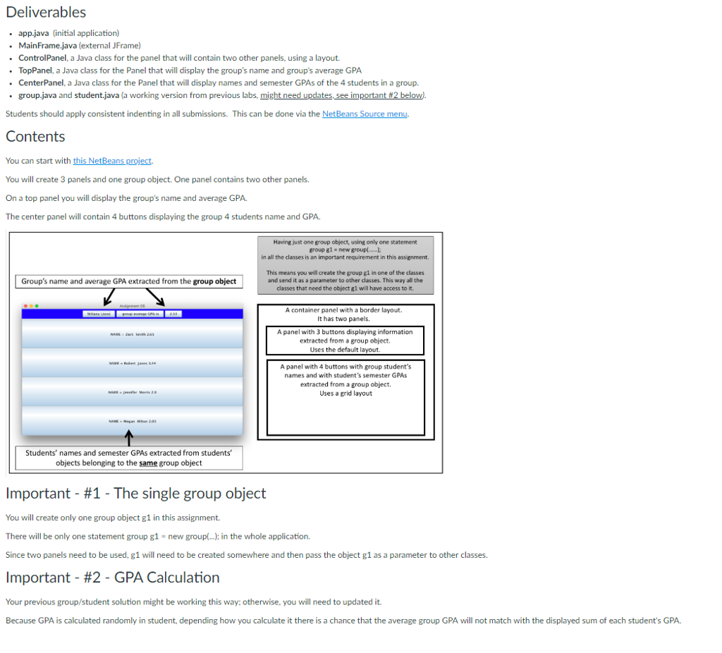 Deliverables . app.java (initial application) | Chegg.com