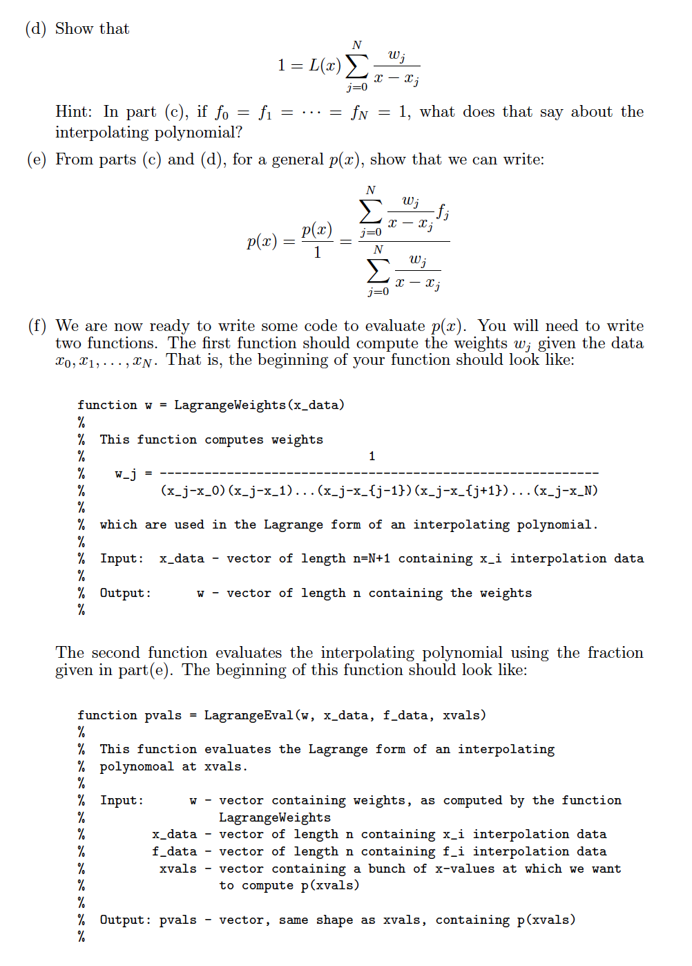 Solved 5. Suppose we are given data points (li, fi), i = | Chegg.com
