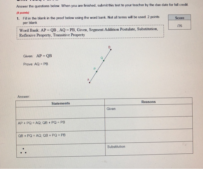Segment Addition Postulate Proof