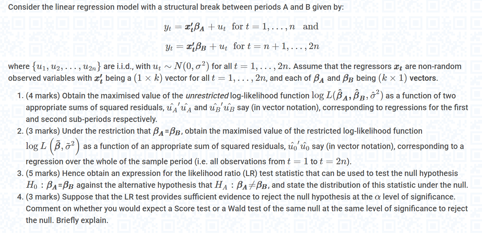 Consider the linear regression model with a | Chegg.com