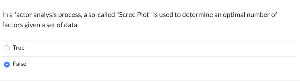 Solved In a factor analysis process, a so-called "Scree | Chegg.com