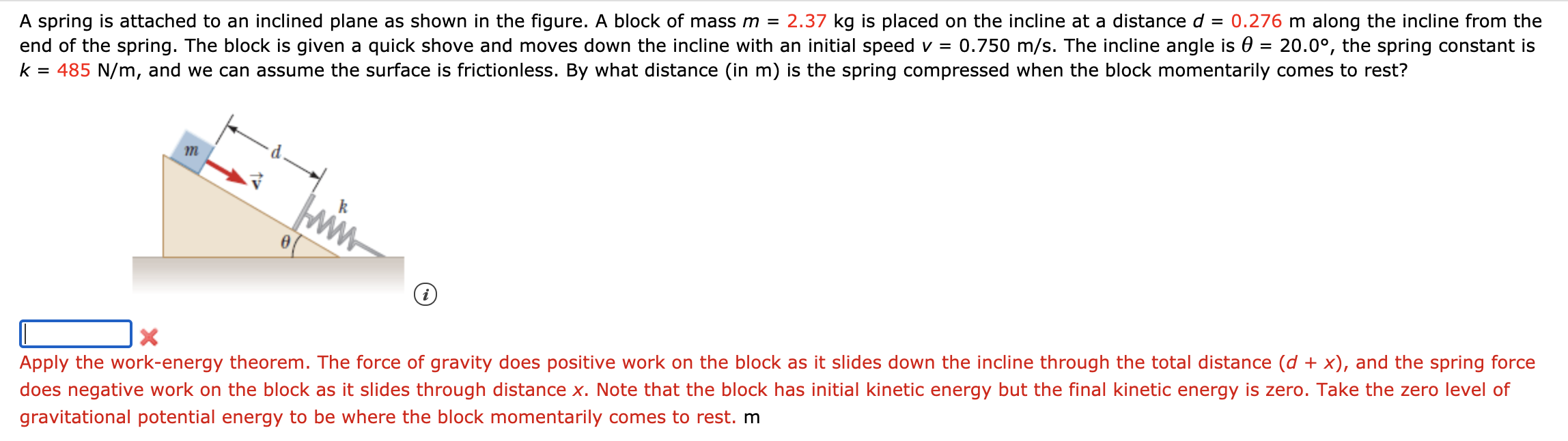 Solved A spring is attached to an inclined plane as shown in | Chegg.com
