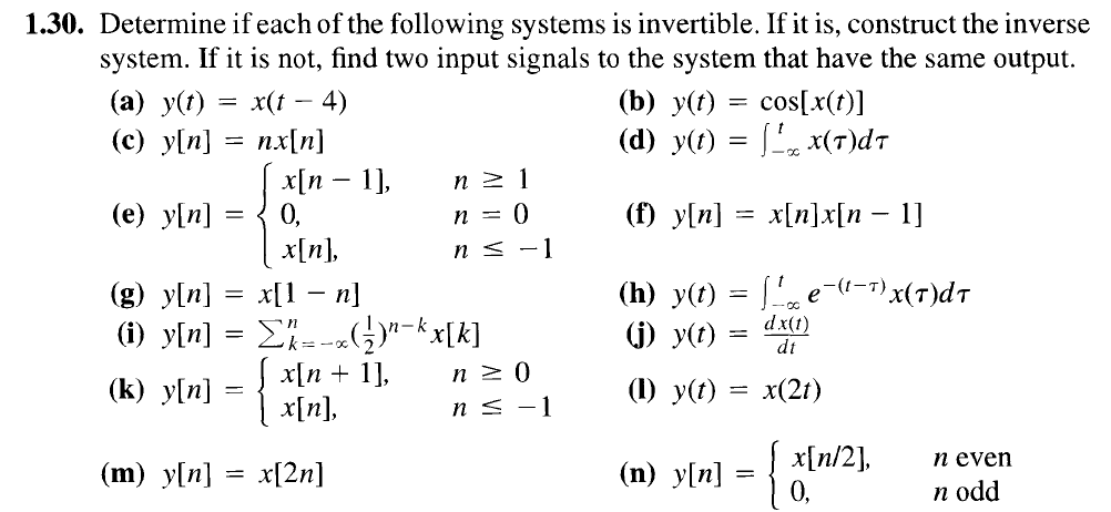 Solved 30. Determine if each of the following systems is | Chegg.com
