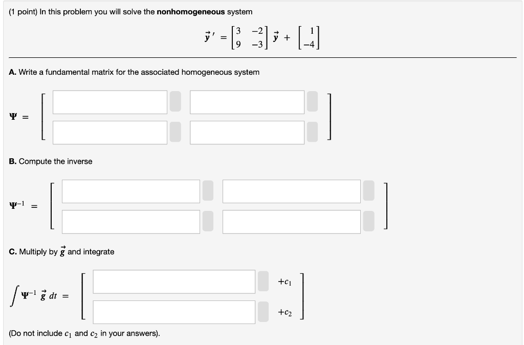 Solved (1 point) In this problem you will solve the | Chegg.com