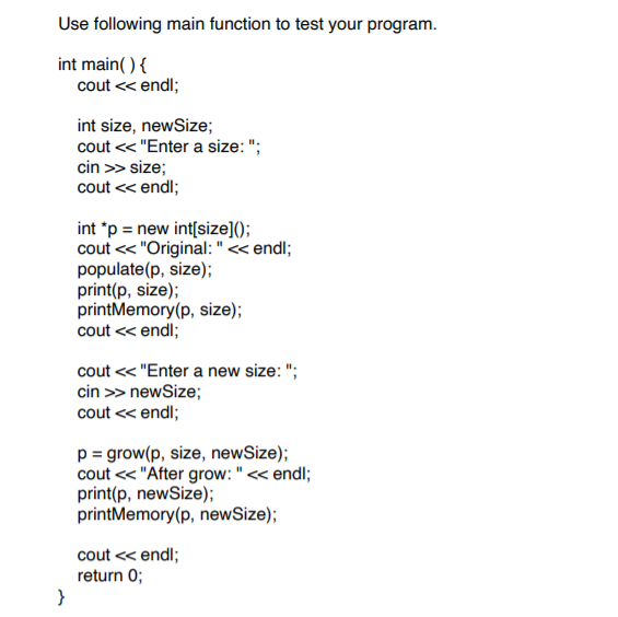 1. Implement and grow a dynamic array using pointer | Chegg.com