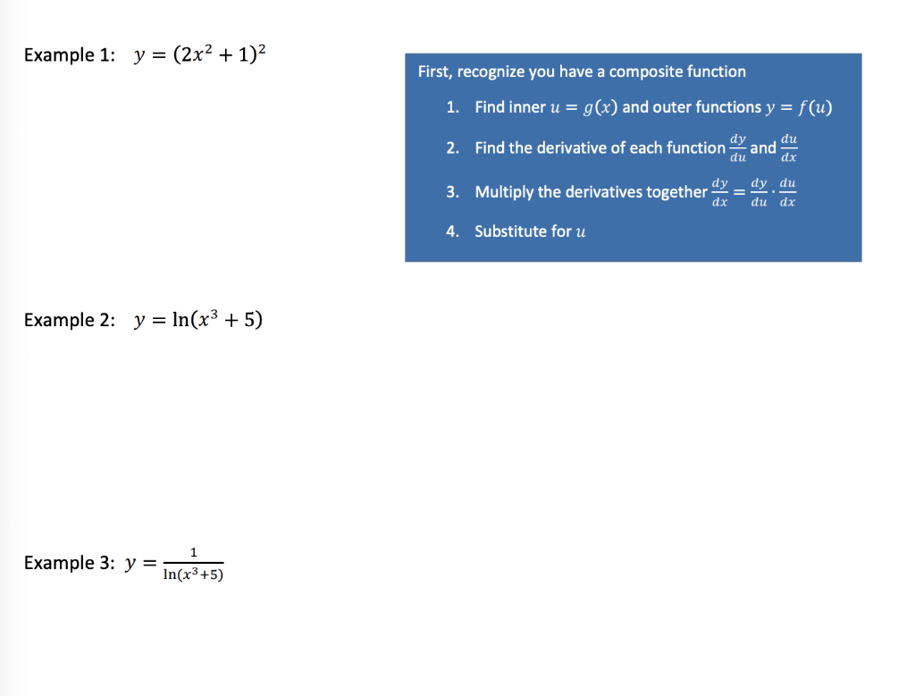Solved y=(2x2+1)2 First, recognize you have a composite | Chegg.com