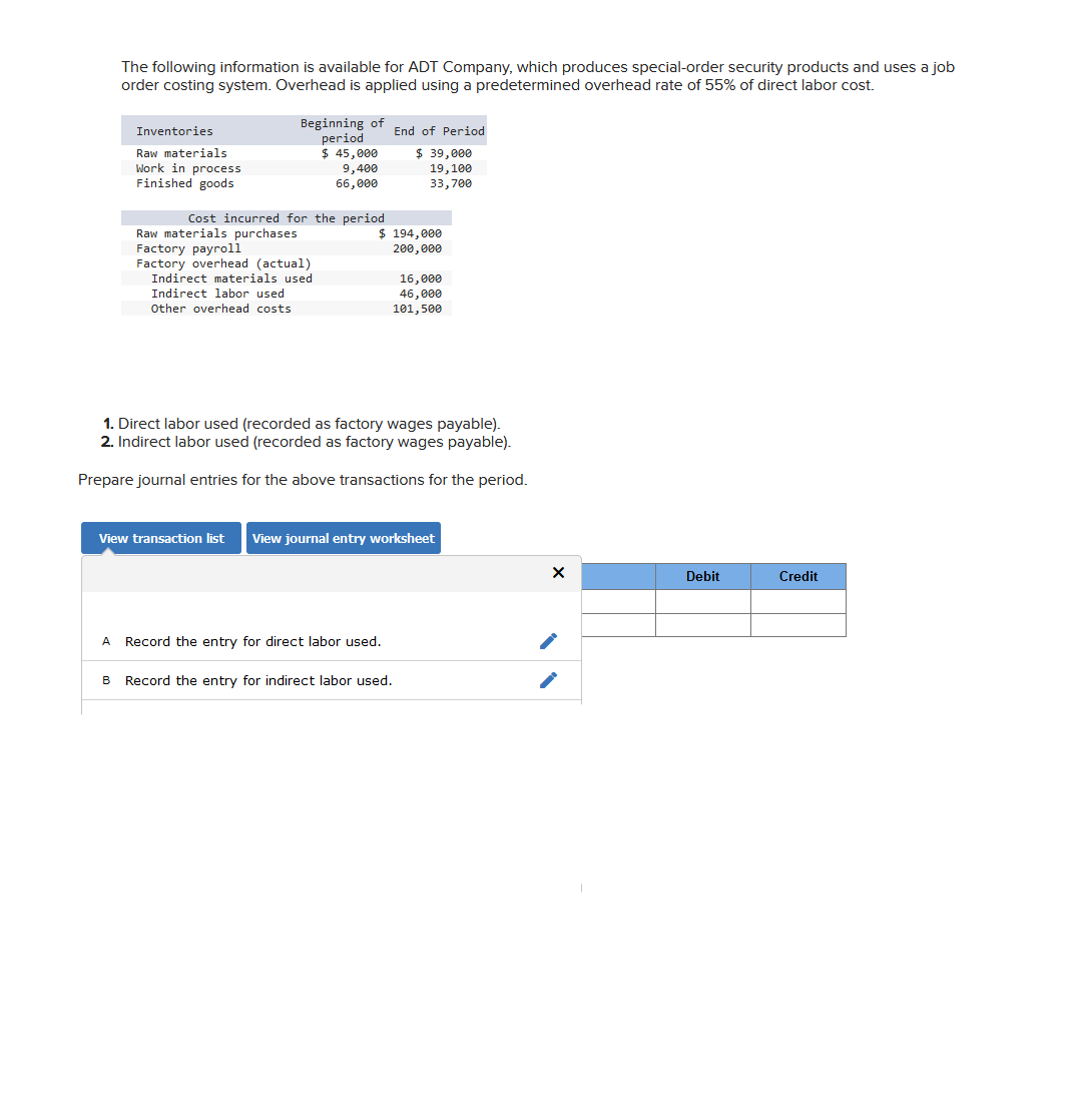 Solved The following information is available for ADT | Chegg.com