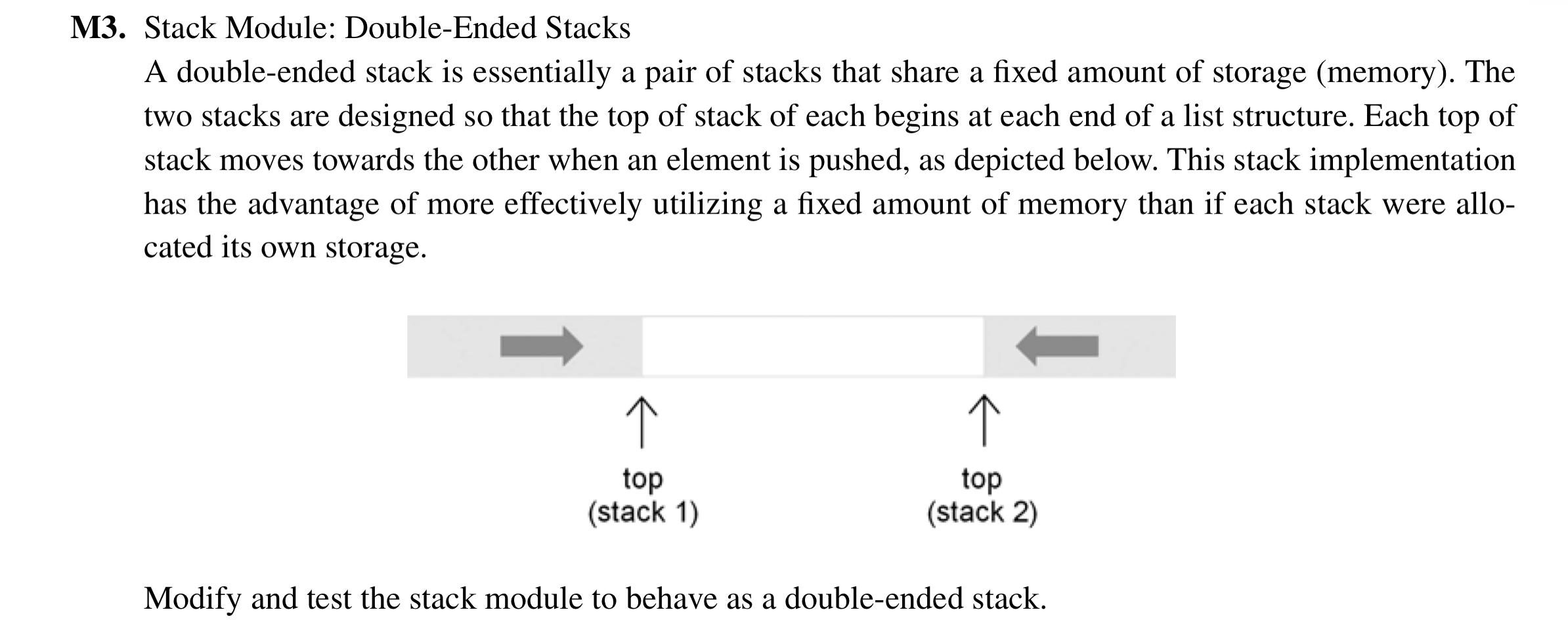 M3. Stack Module: Double-Ended Stacks A double-ended | Chegg.com