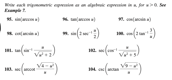 Solved Write each trigonometric expression as an algebraic | Chegg.com