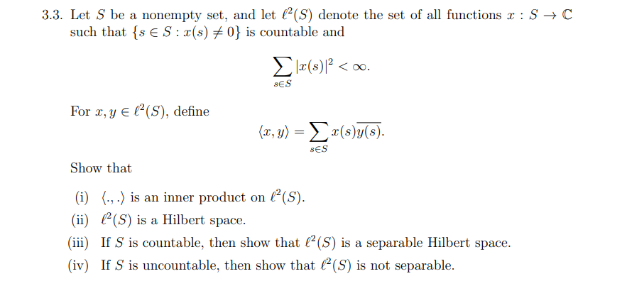 Let S Be A Nonempty Set And Let ℓ2 S Denote The Set