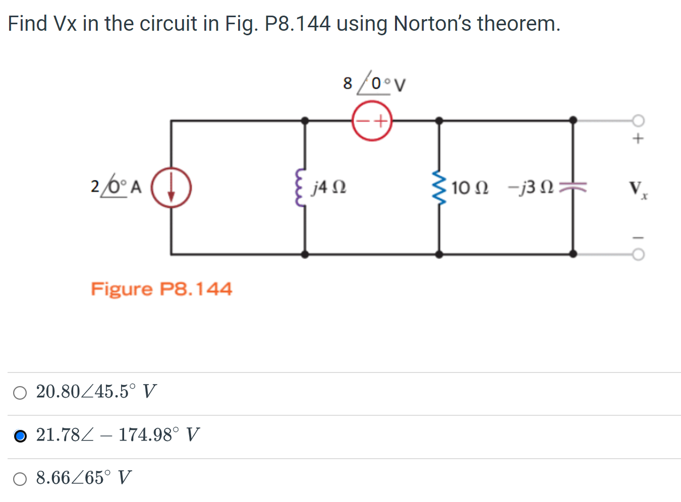 Solved Find Vx in the circuit in Fig. P8.144 ﻿using Norton's | Chegg.com