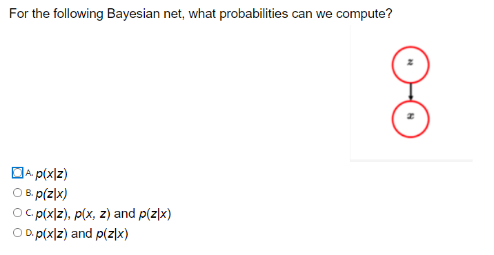 Solved For the following Bayesian net, what probabilities | Chegg.com