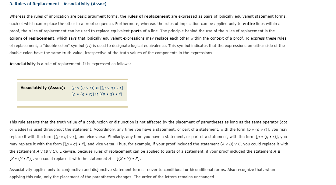 Solved 3. Rules of Replacement - Associativity (Assoc) | Chegg.com