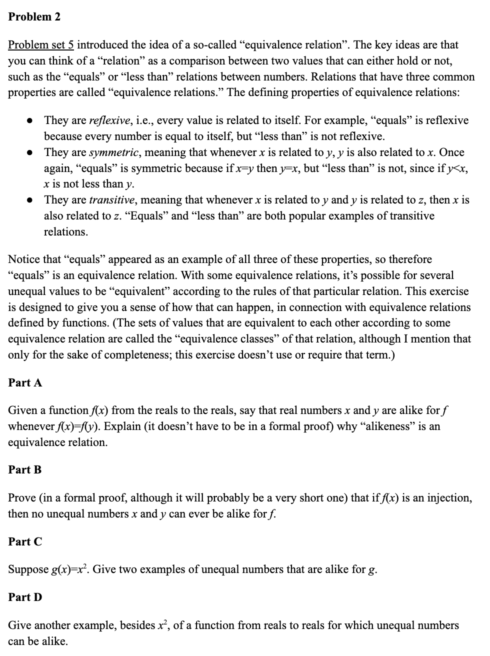 Solved Problem 2Problem set 5 ﻿introduced the idea of a | Chegg.com