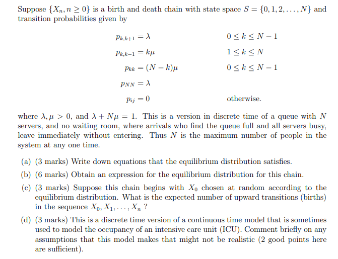 Suppose {Xn, n >0} is a birth and death chain with | Chegg.com