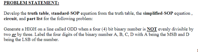 Solved PROBLEM STATEMENT: Develop the truth table, | Chegg.com