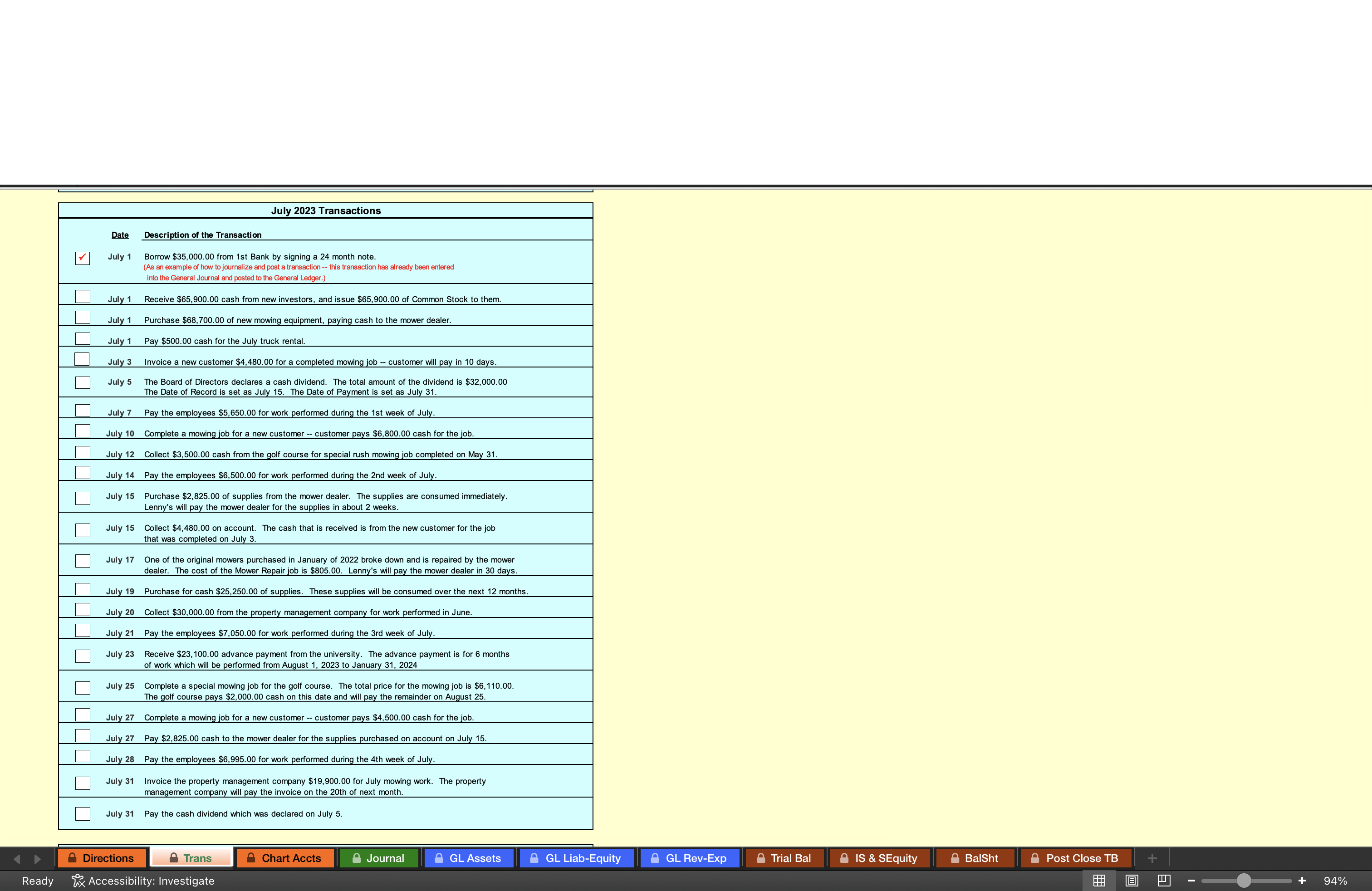 Need Help With Accounting Cycle Project. Need all GL | Chegg.com
