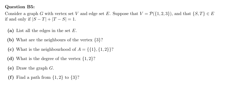 Solved Question B5: Consider a graph G with vertex set V and | Chegg.com