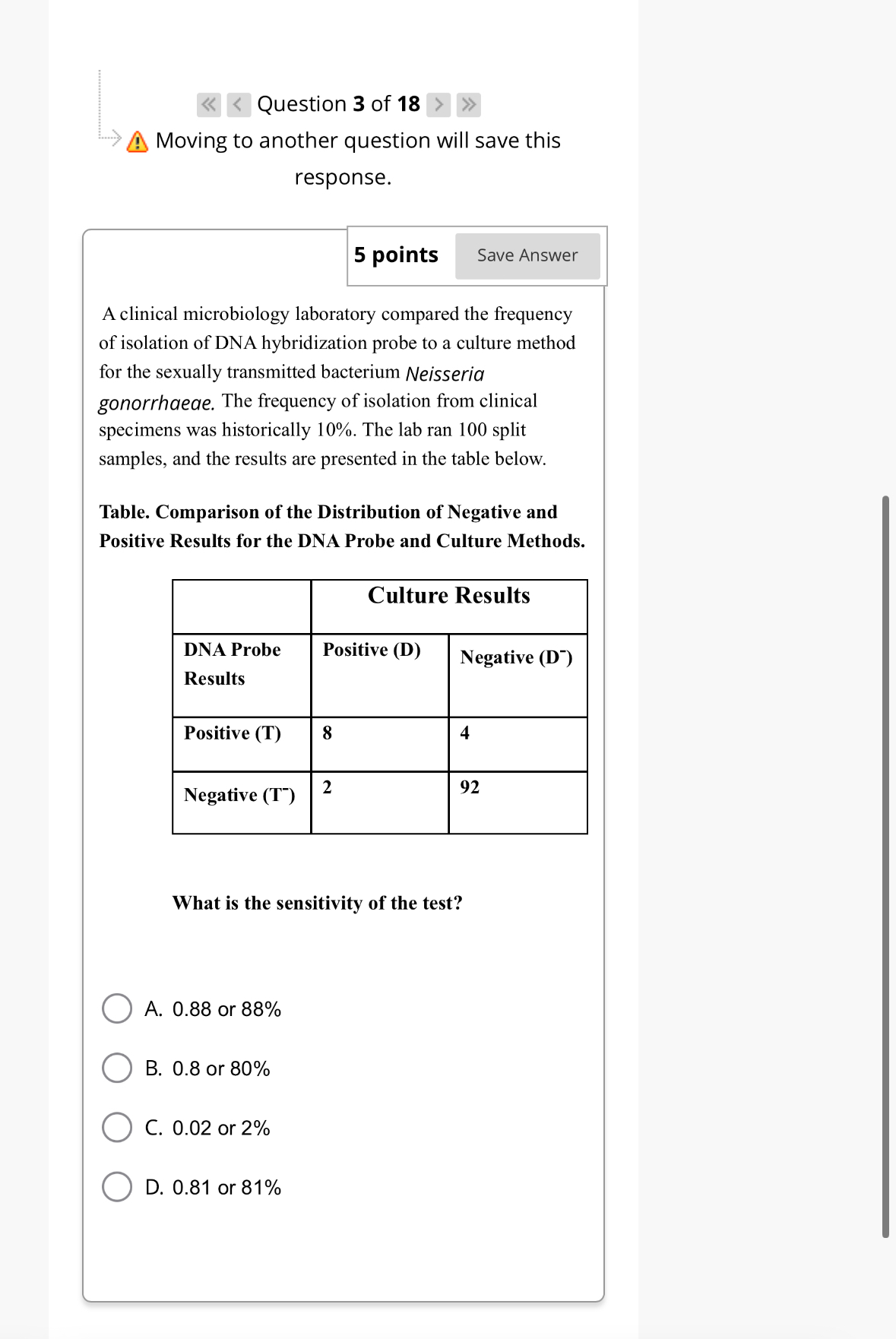Solved Question 3 ﻿of 18Moving to another question will save | Chegg.com