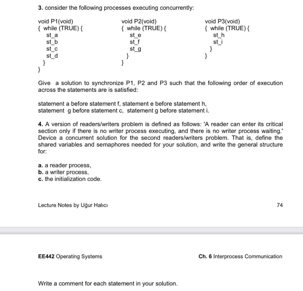 Solved 3. consider the following processes executing | Chegg.com