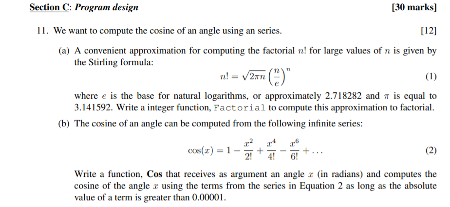 Solved Section C: Program design [30 marks] 11. We want to | Chegg.com
