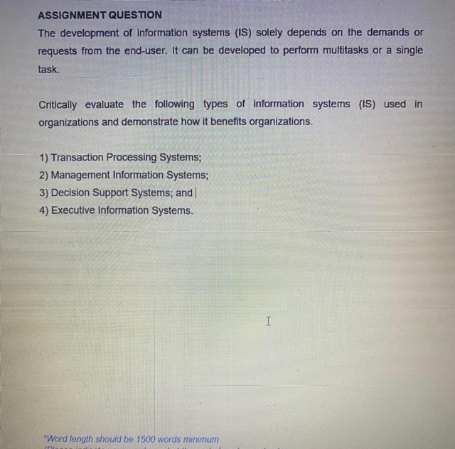 Solved ASSIGNMENT QUESTION The development of information | Chegg.com
