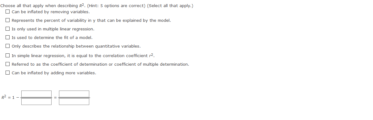 Solved Choose all that apply when describing R2. (Hint: 5 | Chegg.com