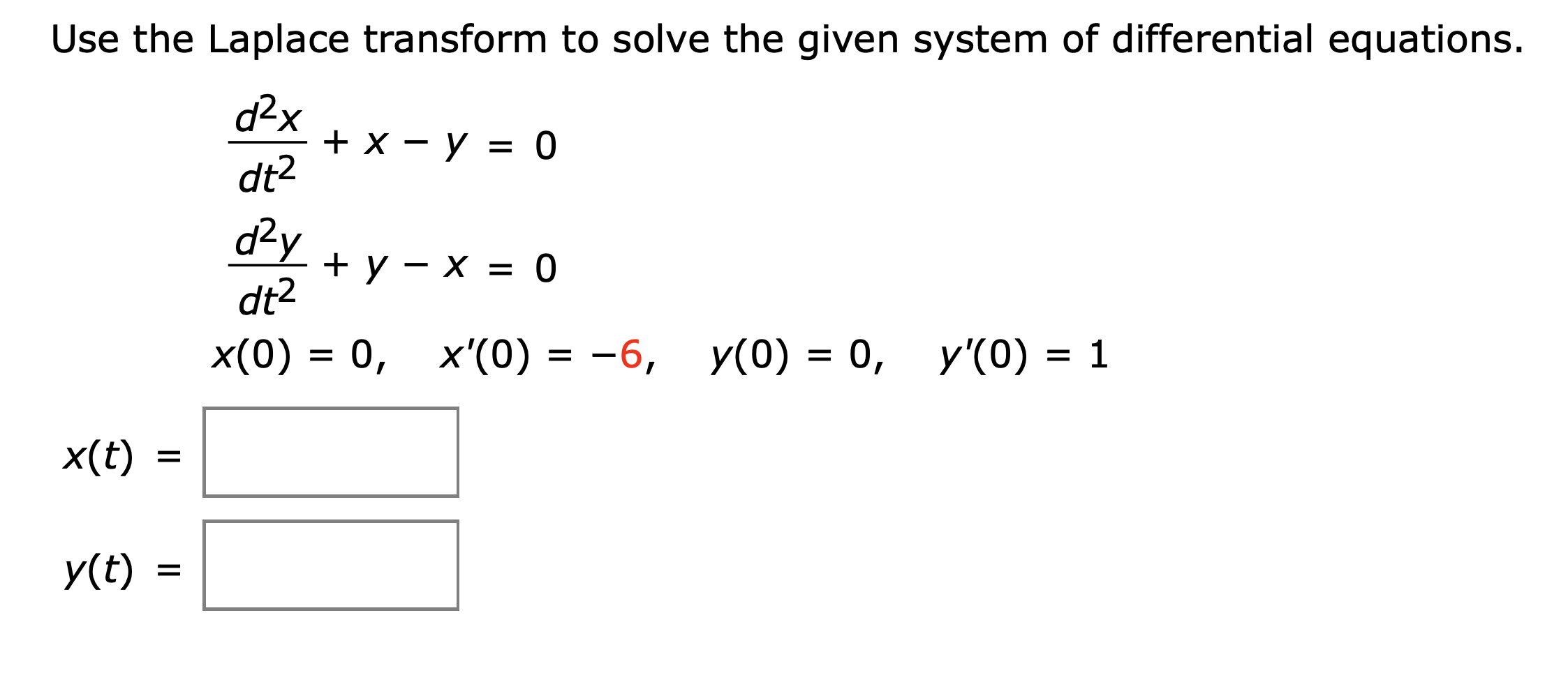 Solved Use the Laplace transform to solve the given system | Chegg.com
