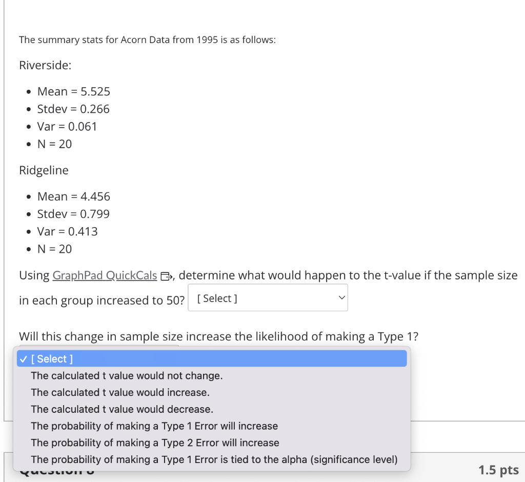Solved The summary stats for Acorn Data from 1995 is as | Chegg.com
