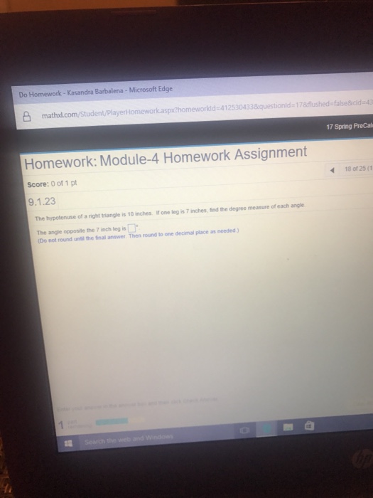 Solved The Hypotenuse Of A Right Triangle Is 10 Inches If Chegg