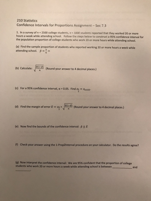 Solved 210 Statistics Confidence Intervals for Proportions | Chegg.com