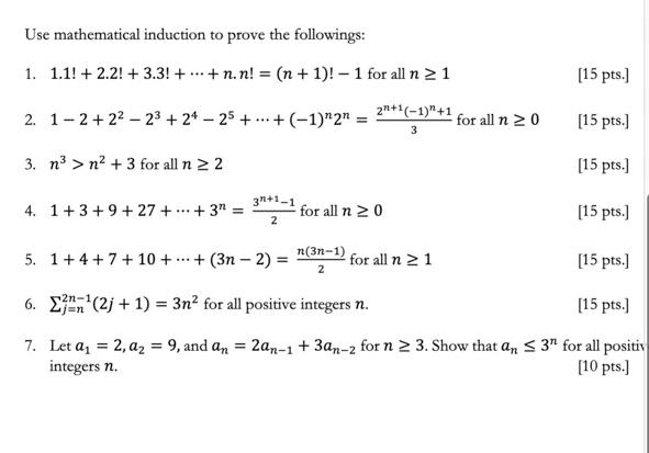 Solved Use mathematical induction to prove the followings: | Chegg.com