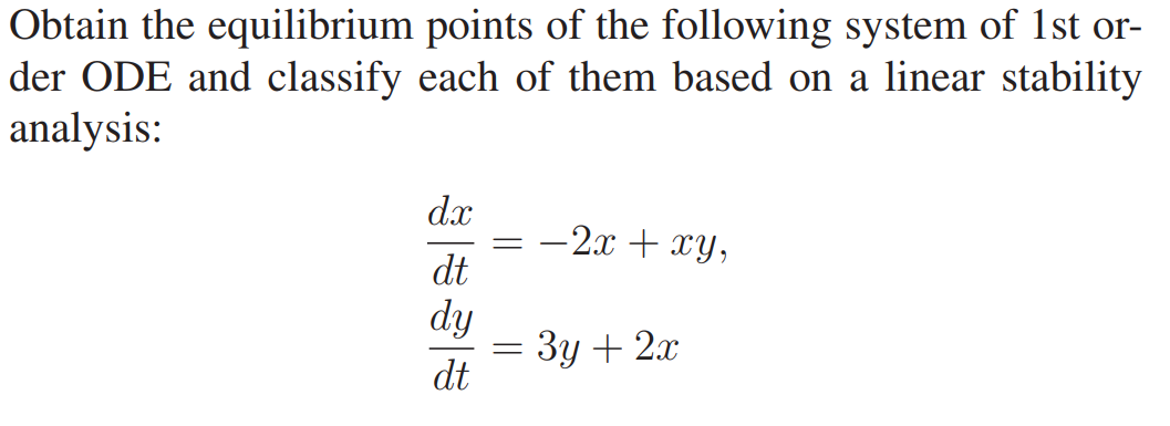 Solved Obtain the equilibrium points of the following system | Chegg.com