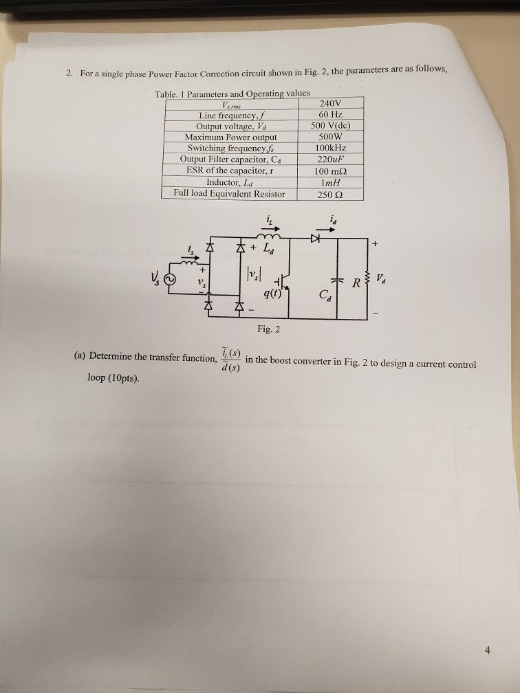 2. For a single phase Power Factor Correction circuit | Chegg.com