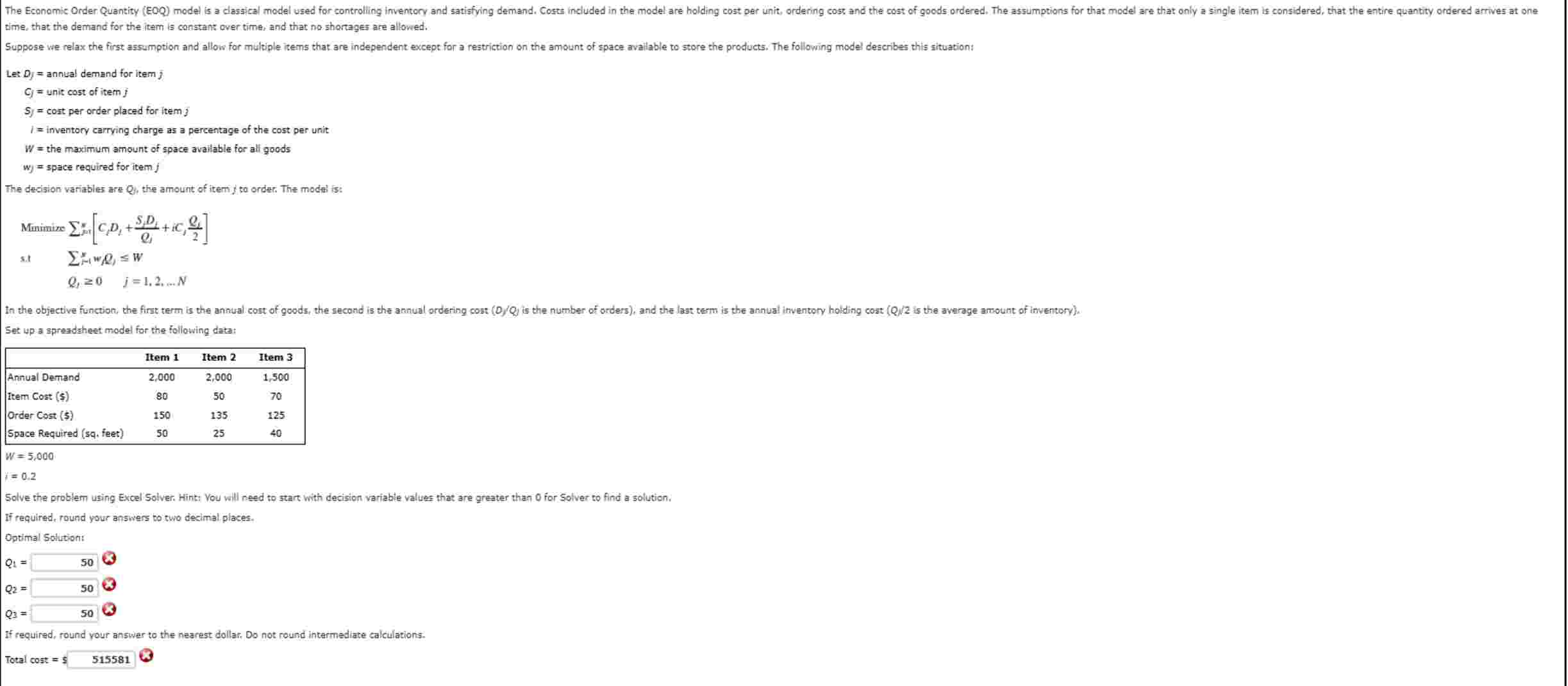 Solved time, that the demand for the item is ﻿constant over | Chegg.com