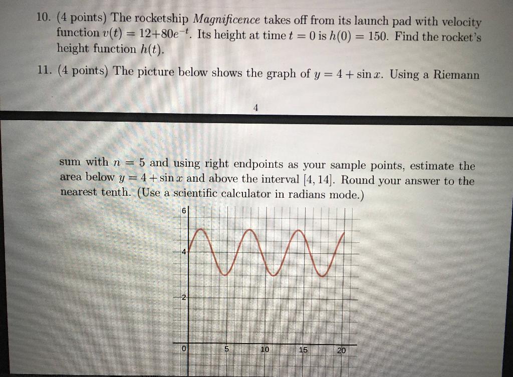 Solved 10. (4 points) The rocketship Magnificence takes off | Chegg.com