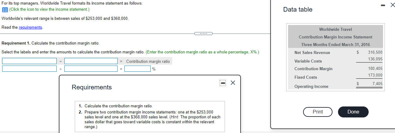 Solved For its top managers, Worldwide Travel formats its | Chegg.com