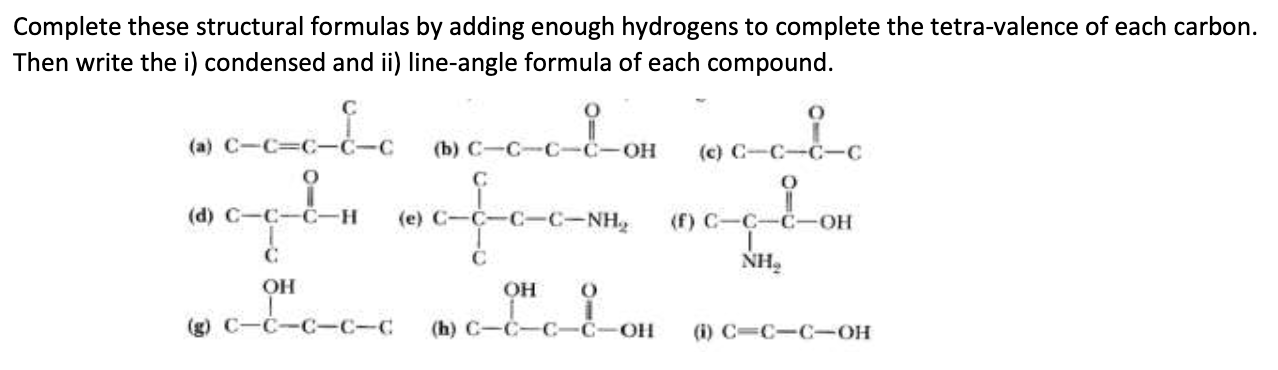 Solved Complete these structural formulas by adding enough | Chegg.com
